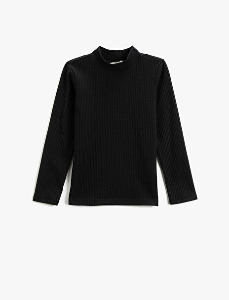 Koton Kız Çocuk Balıkçı Yaka Uzun Kollu Tişört Ribanalı