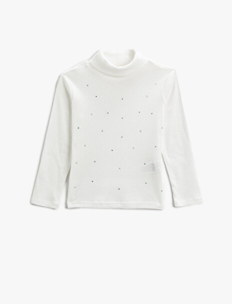 Koton Kız Çocuk Balıkçı Yaka Tişört Uzun Kollu Pul Detaylı