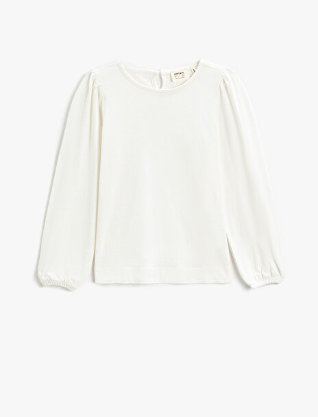 Koton Kız Çocuk Uzun Kollu Tişört Manşetleri Elastik Bisiklet Yaka Pamuklu