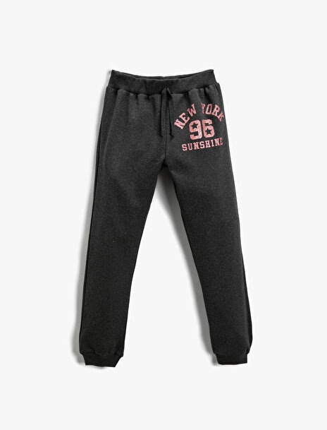 Koton Kız Çocuk Baskılı Jogger Eşofman Altı Belden Bağlamalı