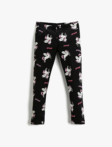 Koton Kız Çocuk Unicorn Baskılı Tayt Beli Lastikli Pamuklu