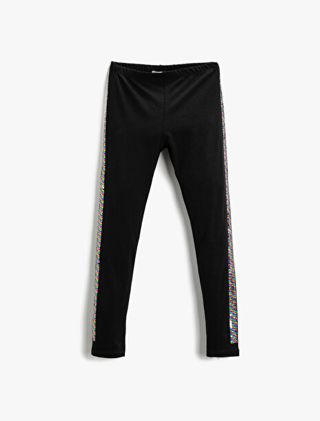 Koton Kız Çocuk Şerit Detaylı Tayt Beli Lastikli Pamuklu