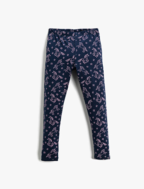 Koton Kız Çocuk Unicorn Baskılı Tayt Beli Lastikli Pamuklu