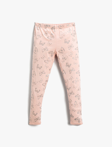 Koton Kız Çocuk Parlak Desenli Tayt Beli Lastikli Pamuklu