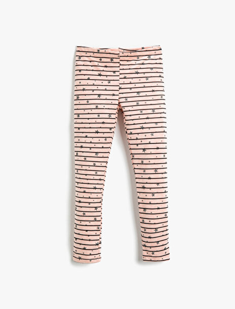 Koton Kız Çocuk Çizgili Yıldız Baskılı Tayt Beli Lastikli Koton Kız Çocuk Çizgili Yıldız Baskılı Tayt Beli Lastikli