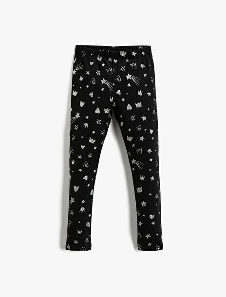 Koton Kız Çocuk Yıldız Baskılı Tayt Beli Lastikli Pamuklu