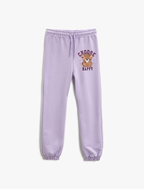 Koton Kız Çocuk Baskılı Jogger Eşofman Altı Cepli Beli Bağlamalı Lastikli