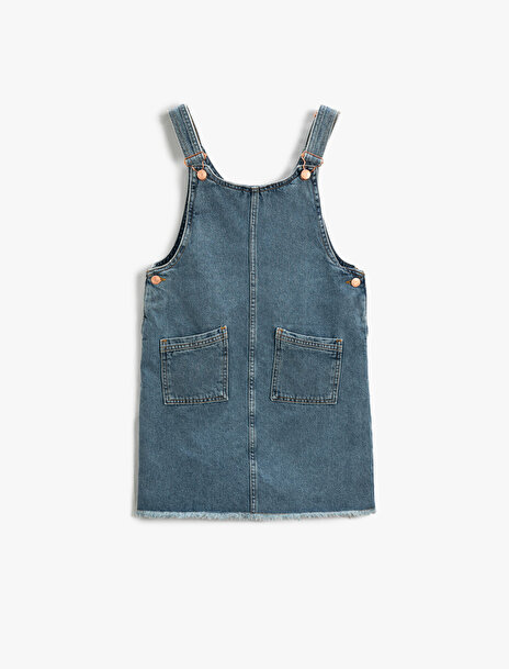 Koton Kız Çocuk Salopet Elbise Cepli Pamuklu