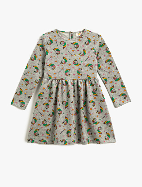 Koton Kız Çocuk Uzun Kollu Midi Elbise Unicorn Baskılı Bisiklet Yaka Koton Kız Çocuk Uzun Kollu Midi Elbise Unicorn Baskılı Bisiklet Yaka
