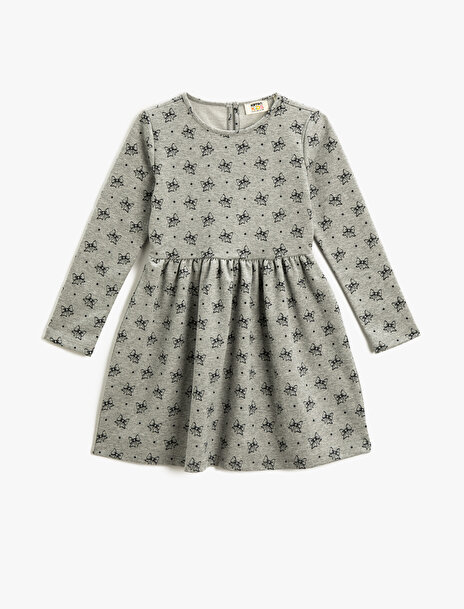 Koton Kız Çocuk Uzun Kollu Midi Elbise Baskılı Bisiklet Yaka Koton Kız Çocuk Uzun Kollu Midi Elbise Baskılı Bisiklet Yaka