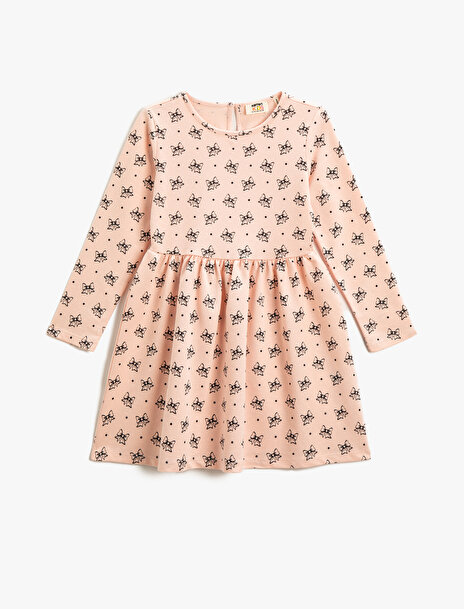 Koton Kız Çocuk Uzun Kollu Midi Elbise Baskılı Bisiklet Yaka Koton Kız Çocuk Uzun Kollu Midi Elbise Baskılı Bisiklet Yaka