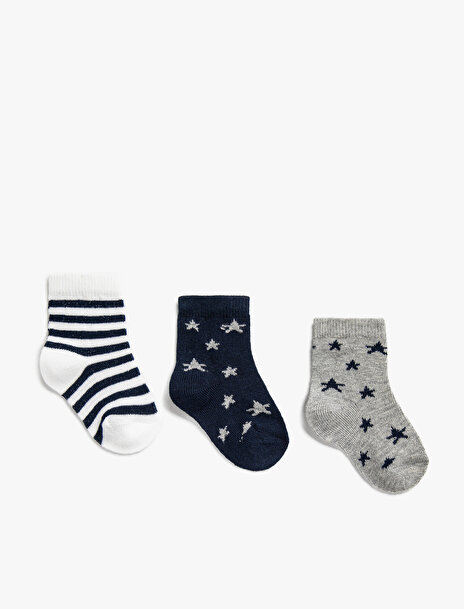 Koton Erkek Çocuk Yıldız Baskılı Çizgili 3'lü Çorap Seti Koton Erkek Çocuk Yıldız Baskılı Çizgili 3'lü Çorap Seti