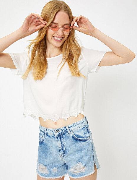 Koton Kadın Dantel Detaylı Bluz