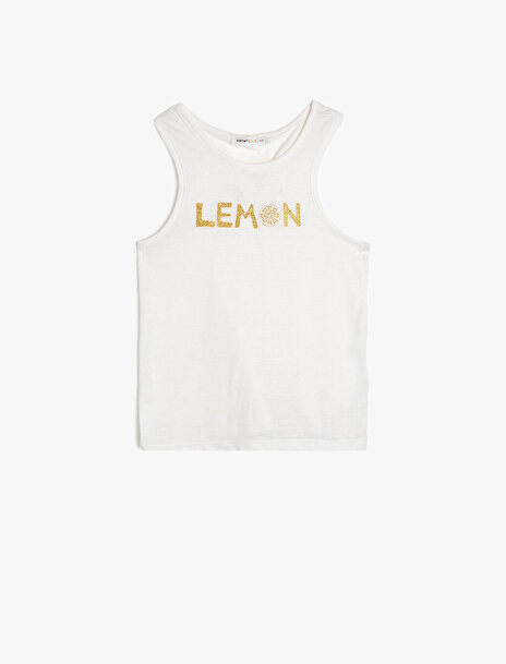 Koton Kız Çocuk Bisiklet Yaka Yazılı Baskılı Atlet