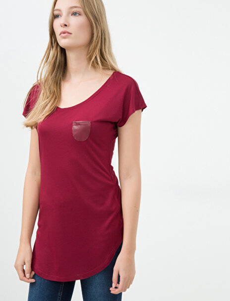 Koton Kadın Oyuk Yaka T-Shirt