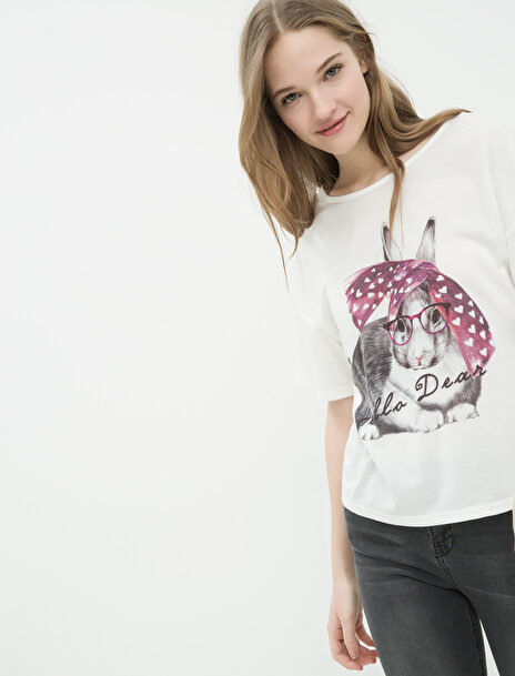 Koton Kadın Tavşan Baskılı T-Shirt