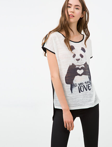Koton Kadın Oyuk Yaka T-Shirt
