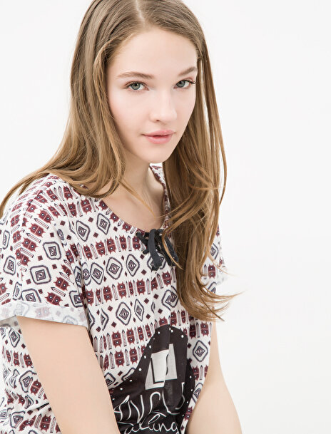 Koton Kadın Desenli T-Shirt