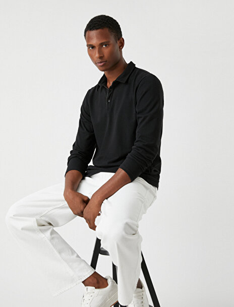 Koton Erkek Uzun Kollu Polo Yaka Tişört