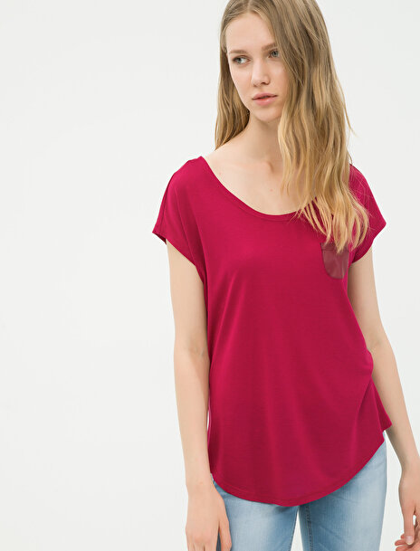 Koton Kadın Oyuk Yaka T-Shirt