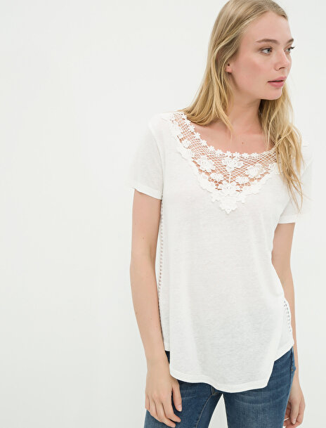 Koton Kadın Dantel Detaylı T-Shirt
