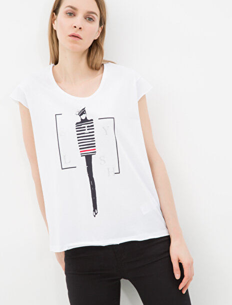 Koton Kadın Bisiklet Yaka T-Shirt
