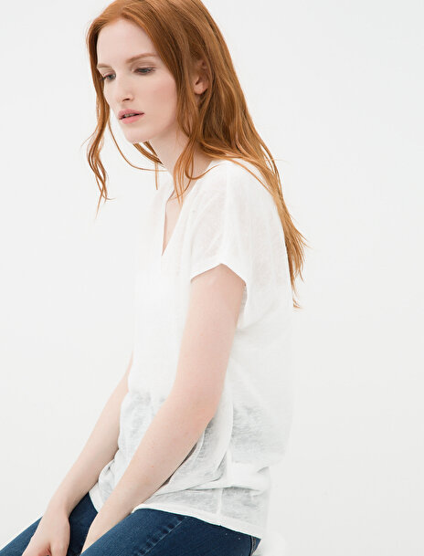 Koton Kadın V Yaka T-Shirt