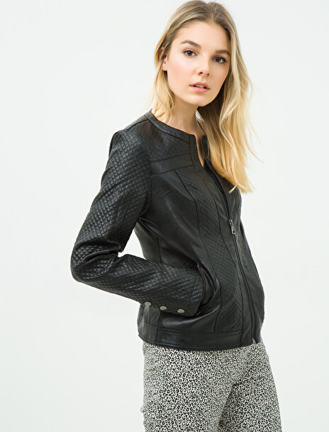 Koton Kadın Deri Görünümlü Mont