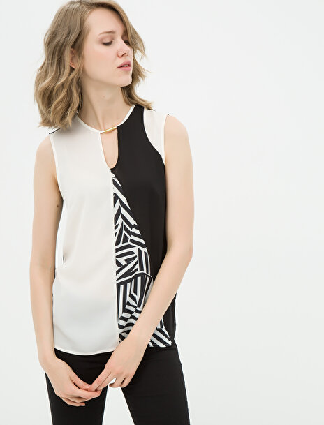 Koton Kadın Renk Bloklu Bluz Koton Kadın Renk Bloklu Bluz