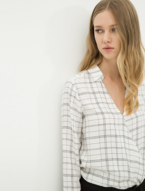 Koton Kadın Kareli Bluz Koton Kadın Kareli Bluz