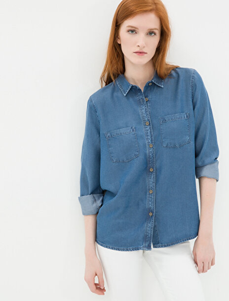 Koton Kadın Klasik Jean Gömlek