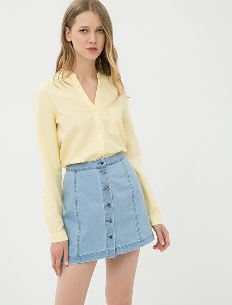 Koton Kadın Düğme Detaylı Jean Etek