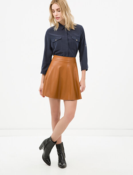 Koton Kadın Deri Görünümlü Etek