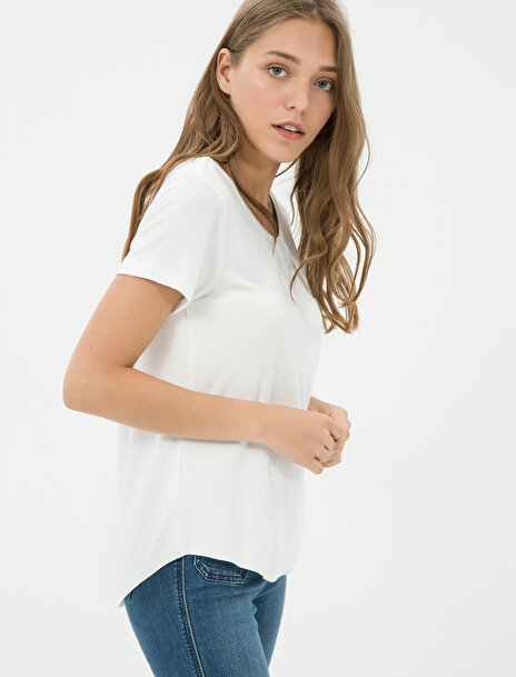 Koton Kadın Bisiklet Yaka T-Shirt