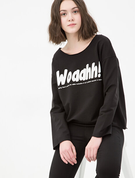 Koton Kadın Oyuk Yaka Sweatshirt