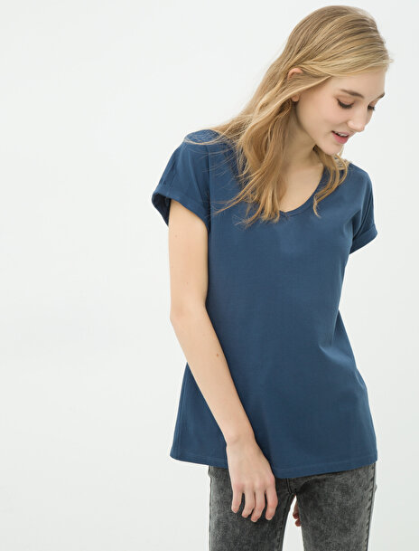 Koton Kadın V Yaka T-Shirt