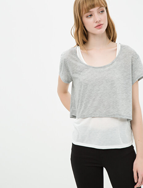 Koton Kadın Bisiklet Yaka T-Shirt