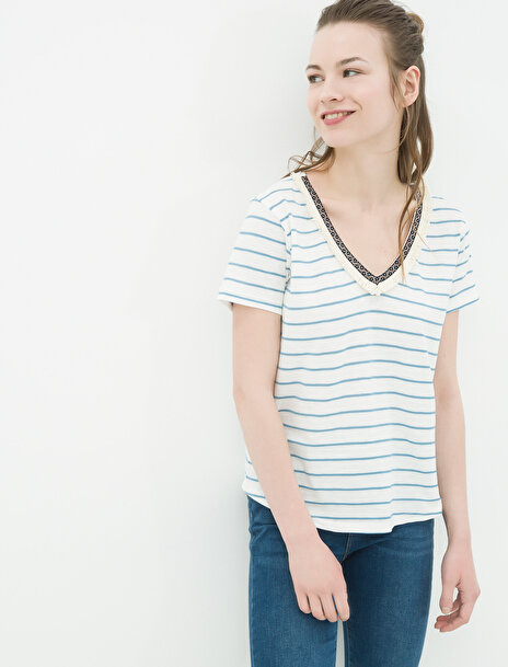 Koton Kadın Çizgili T-Shirt