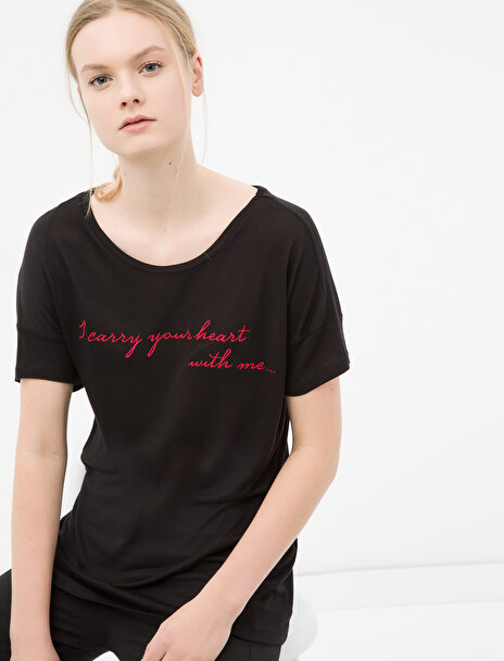 Koton Kadın Bisiklet Yaka T-Shirt