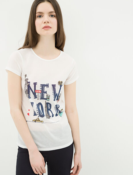 Koton Kadın Bisiklet Yaka T-Shirt