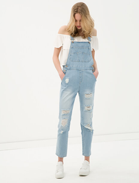 Koton Kadın Cep Detaylı Denim Tulum Koton Kadın Cep Detaylı Denim Tulum