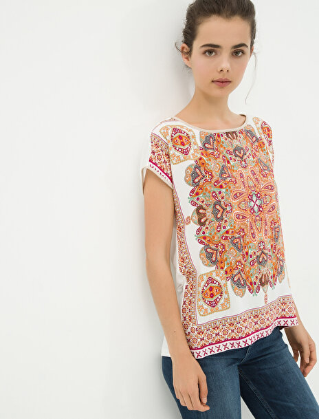 Koton Kadın Etnik Desenli Bluz Koton Kadın Etnik Desenli Bluz