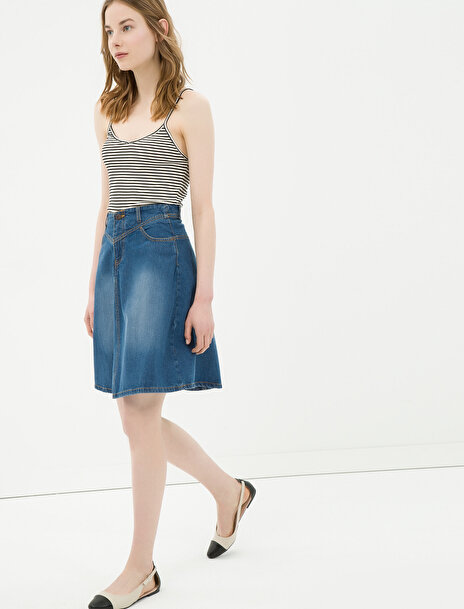 Koton Kadın Rahat Kesim Jean Etek