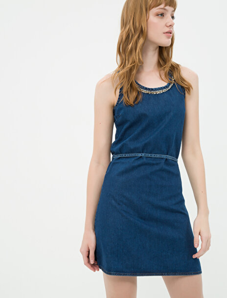 Koton Kadın Oyuk Yaka Denim Elbise Koton Kadın Oyuk Yaka Denim Elbise
