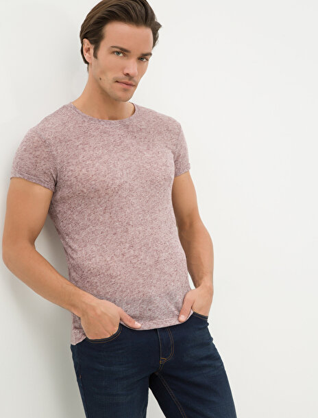 Koton Erkek Bisiklet Yaka Keten T-Shirt