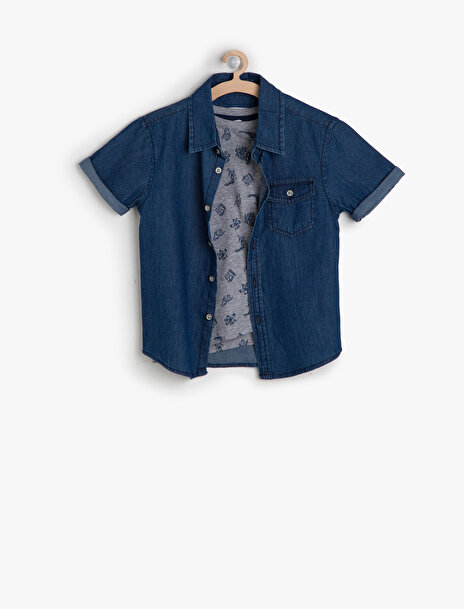 Koton Erkek Çocuk Cep Detaylı Denim Gömlek Koton Erkek Çocuk Cep Detaylı Denim Gömlek