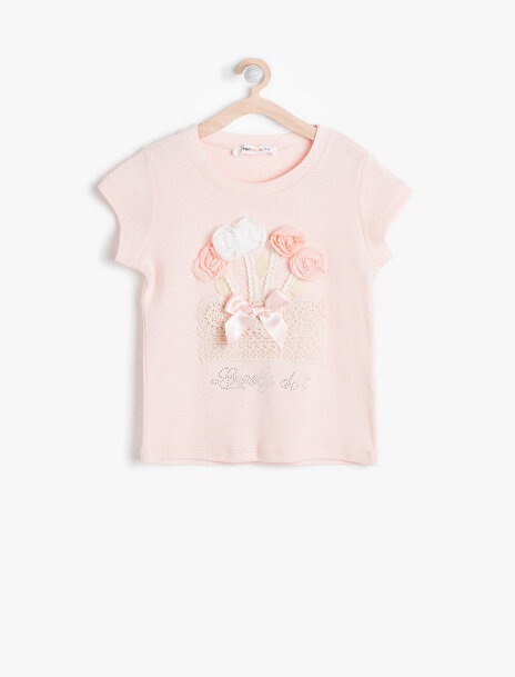 Koton Kız Çocuk İşlemeli T-Shirt