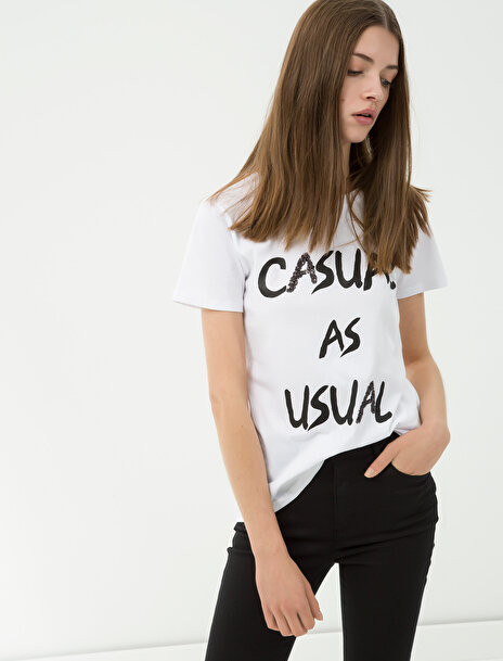 Koton Kadın Yazı Baskılı T-Shirt