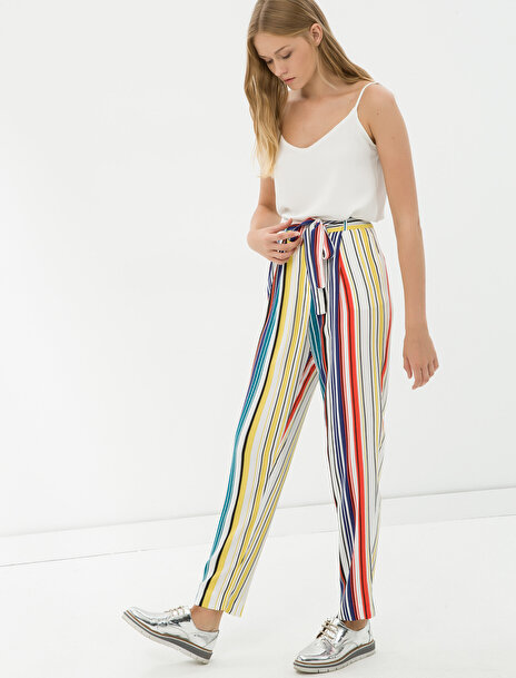 Koton Kadın Renk Bloklu Pantolon