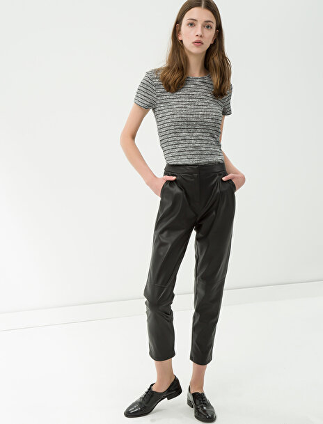 Koton Kadın Deri Görünümlü Pantolon